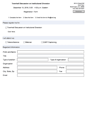 Fillable Online ncil Townhall Discussion on Institutional Diversion Fax ...