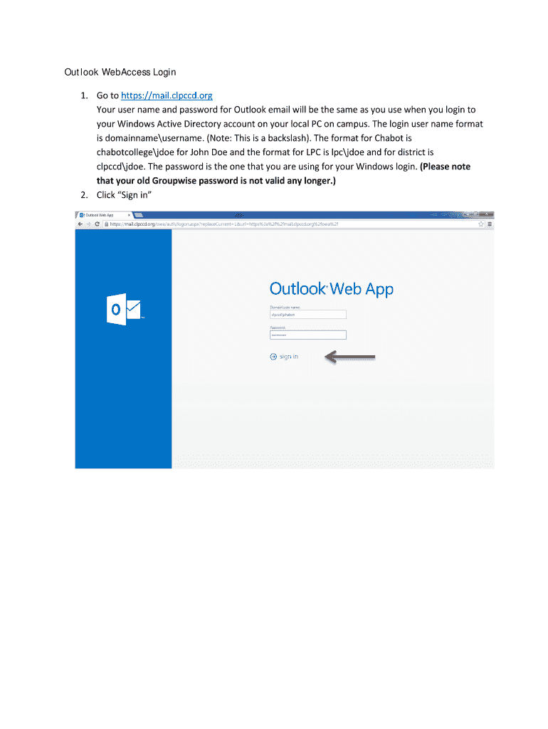 Fillable Online Outlook WebAccess Login Fax Email Print - pdfFiller
