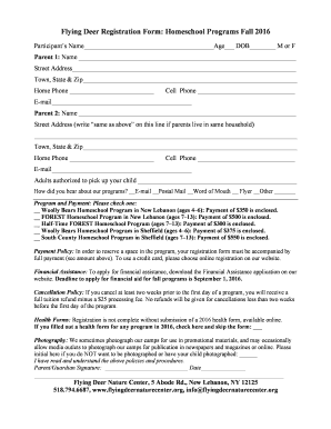 Fillable Online Homeschool Fall 2016 Registration Form Fax Email Print ...
