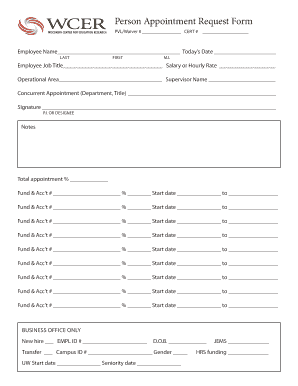Fillable Online secure wceruw Person Appointment Request Form Fax Email ...