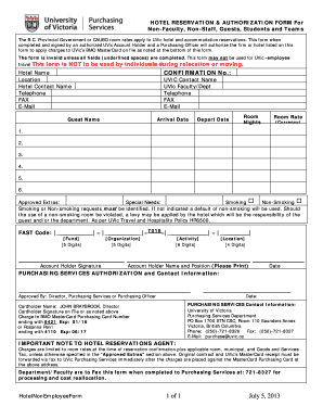 Fillable Online web uvic HotelNonEmployeeForm.. - University of ...