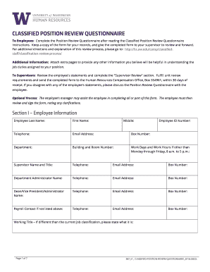 Fillable Online CLASSIFIED POSITION REVIEW QUESTIONNAIRE Fax Email ...