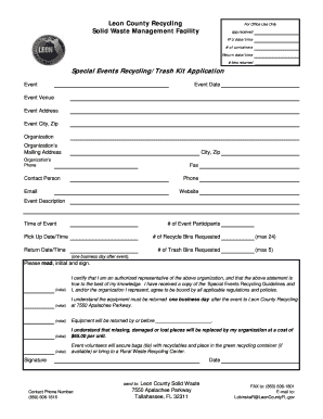 Fillable Online cms leoncountyfl Event Recycling-Trash Form - Leon ...