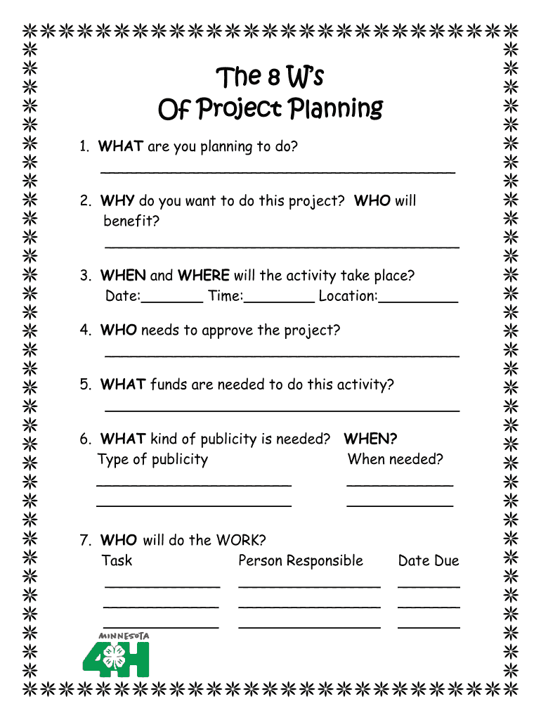 Fillable Online extension umn The 8 W s Fax Email Print - pdfFiller