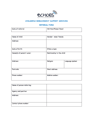 Fillable Online theshakespearehospice org CHILDRENS BEREAVEMENT SUPPORT ...