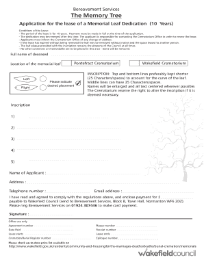 Fillable Online wakefield gov wf 160428 Leaf application form Fax Email ...