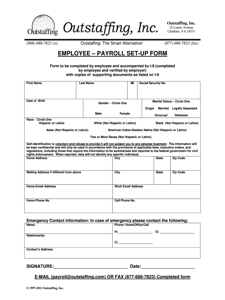 Fillable Online Payroll Set-up (Employee) Fax Email Print - pdfFiller