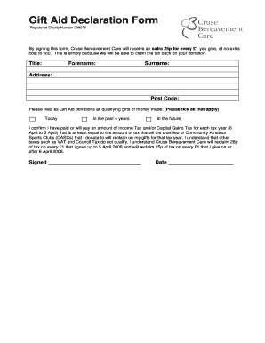 Fillable Online crusecumbria org Gift Aid Declaration Form -single ...