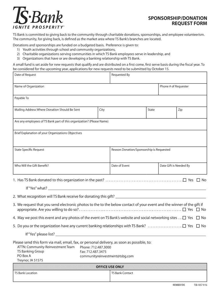 Fillable Online SPONSORSHIP/DONATION Fax Email Print - pdfFiller