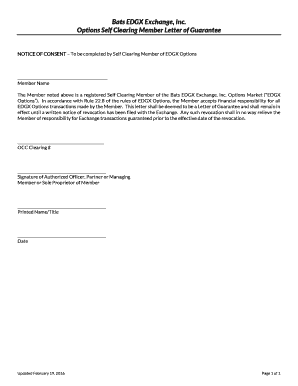 Fillable Online Options Self Clearing Member Letter of Guarantee Fax ...