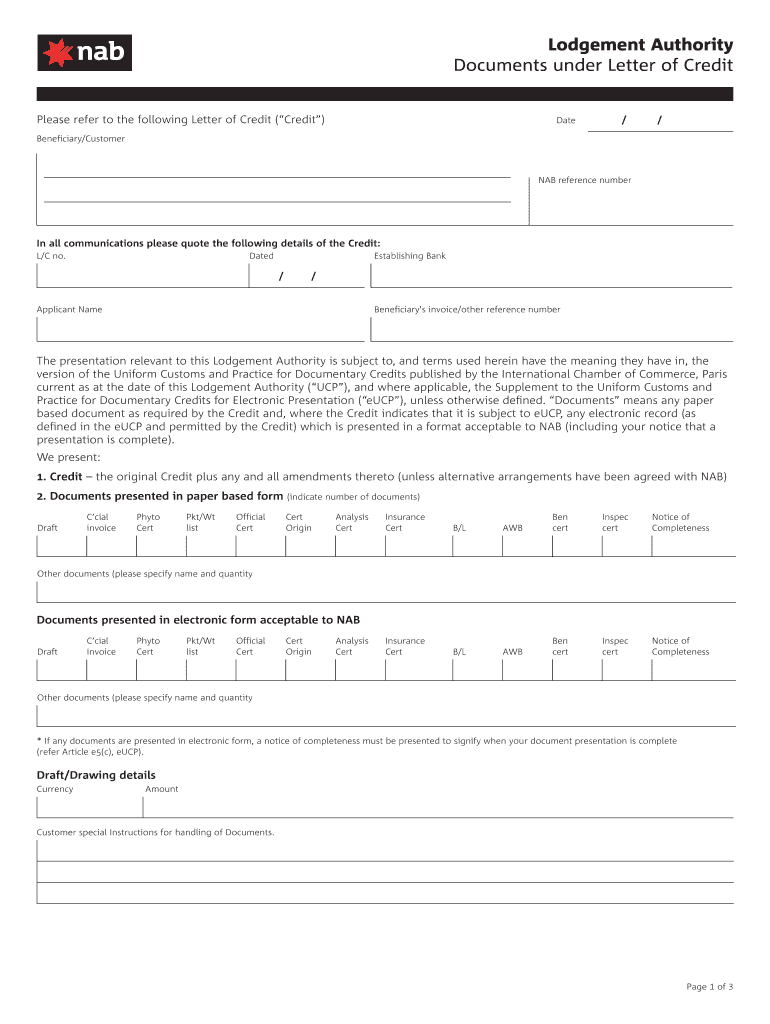 Fillable Online Lodgement-authority-documents-under-letter-of-credit ...
