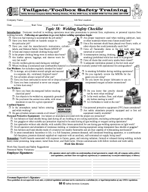 Fillable Online 058 Welding Safety Checklist.doc Fax Email Print ...