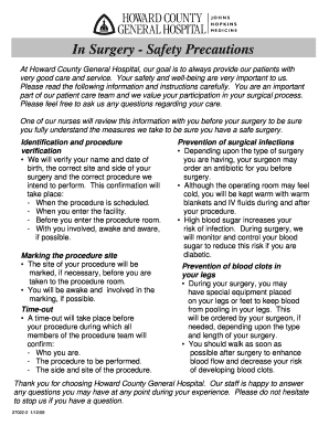 Fillable Online In Surgery - Safety Precautions Fax Email Print - pdfFiller
