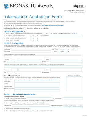 Fillable Online monash edu International Application Form - Monash ...