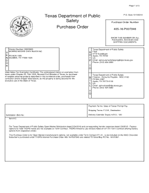 Fillable Online dps texas Purchase Order - Texas Department of Public ...