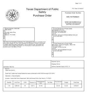Fillable Online dps texas Purchase Order - Texas Department of Public ...