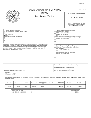 Fillable Online dps texas Purchase Order - Texas Department of Public ...