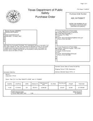 Fillable Online dps texas Purchase Order - Texas Department of Public ...