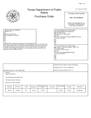 Fillable Online dps texas Purchase Order - Texas Department of Public ...