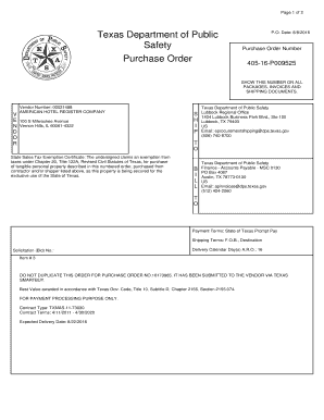 Fillable Online dps texas Purchase Order - Texas Department of Public ...