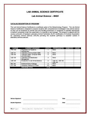 Fillable Online bccc LAB ANIMAL SCIENCE CERTIFICATE Fax Email Print ...