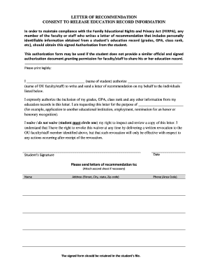 Fillable Online ou Letter of Recommendation Authorization Release - ou Fax Email Print - pdfFiller