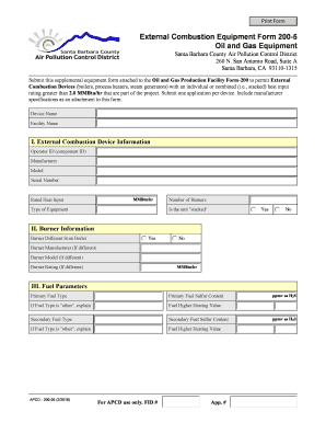 Fillable Online APCD Form 200-05. External Combustion Equipment ...
