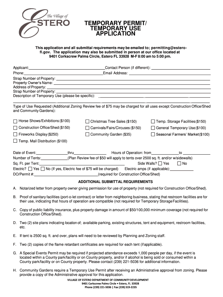 Fillable Online TEMPORARY PERMIT/ Fax Email Print - pdfFiller