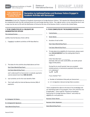 Fillable Online dis ors od nih Declaration - Division of International ...