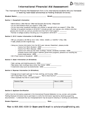 Fillable Online International Financial Aid Assessment Fax Email Print ...