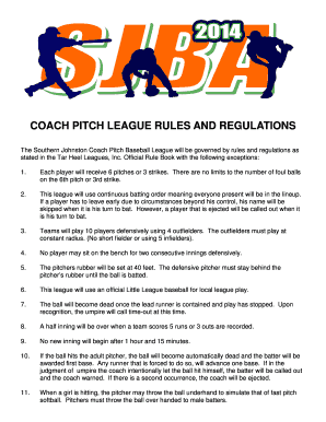 Fillable Online COACH PITCH LEAGUE RULES AND REGULATIONS Fax Email ...
