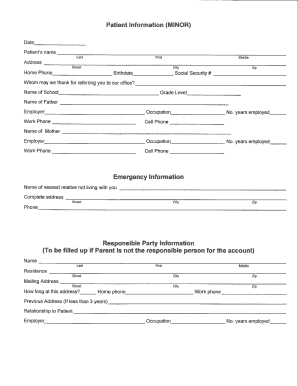 Fillable Online Patient Information (MINOR) Fax Email Print - pdfFiller