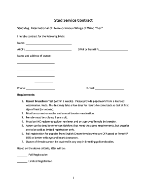 Fillable Online Stud Service Contract Rex Fax Email Print - pdfFiller