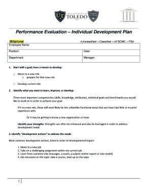Fillable Online Performance Evaluation Individual Development Plan Fax Email Print - pdfFiller