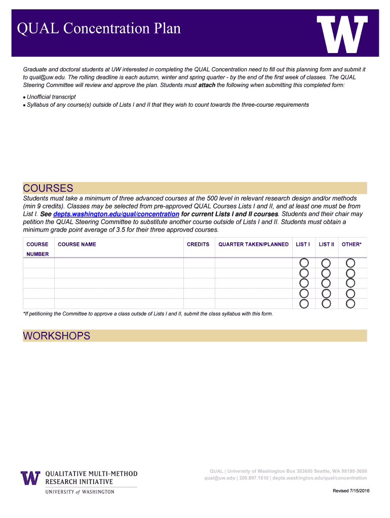 Fillable Online depts washington planning form - University of Washington Fax Email Print ...