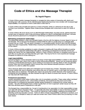 Fillable Online Code of Ethics and the Massage Therapist Fax Email ...