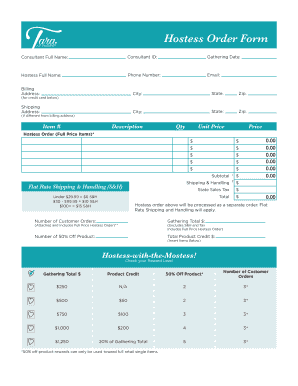 Fillable Online Hostess Order Form Fax Email Print - pdfFiller