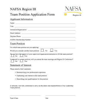 Fillable Online nafsa NAFSA Region III Team Application.docx Fax Email ...