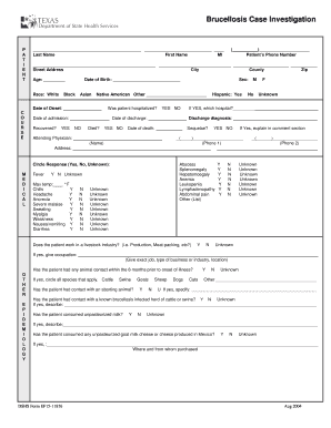 Fillable Online tn Brucellosis Case Investigation Form 8-2004.doc - tn ...