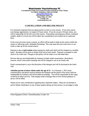 Fillable Online HIPAA and Cancellation Policy Form.doc Fax Email Print ...