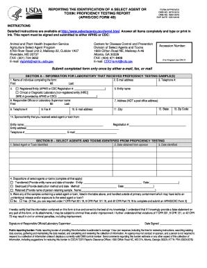 Fillable Online selectagents APHIS-CDC Form 4B ProficiencyTest Fillable ...