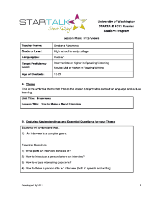Fillable Online Lesson Plan: Interviews Fax Email Print - pdfFiller