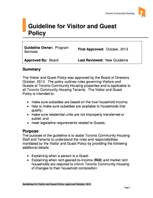 Fillable Online Guideline for Visitor and Guest Fax Email Print - pdfFiller