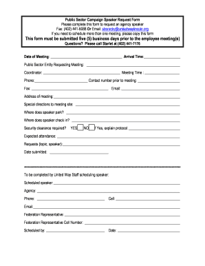 Fillable Online Public Sector Campaign Speaker Request Form Fax Email Print - pdfFiller