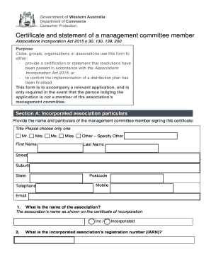 Fillable Online commerce wa gov Certificate and statement of a ...