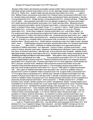 Fillable Online pla-net Sample Of Physical Examination Form PDF ...