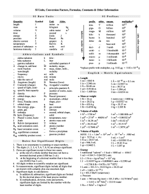 Fillable Online SI Units, Conversion Factors, Formulas, Constants ...