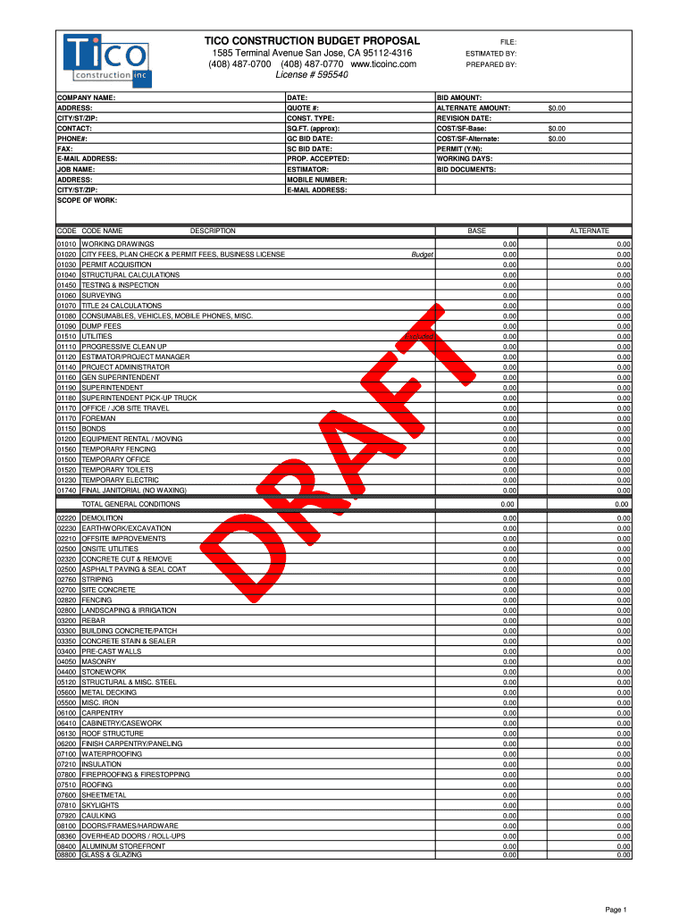 Fillable Online SJ Budget Proposal Template Sample.xlsx Fax Email Print ...