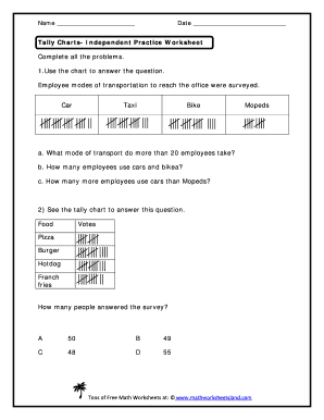 Fillable Online Tally Charts- Independent Practice Worksheet Fax Email ...