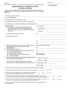 Fillable Online forms bahamas gov DL 1 (b) Fax Email Print - pdfFiller